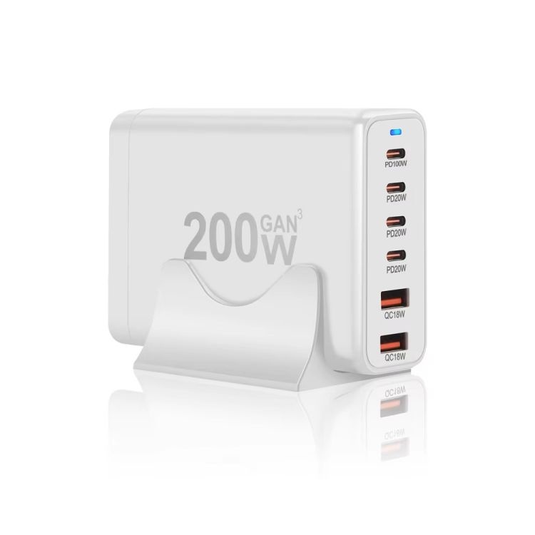 High power 200W GaN Charger 6 ports 4*Type C and 2*USB multi-function ...